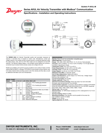 Dwyer Series AVUL Instruction Manual | Manualzz