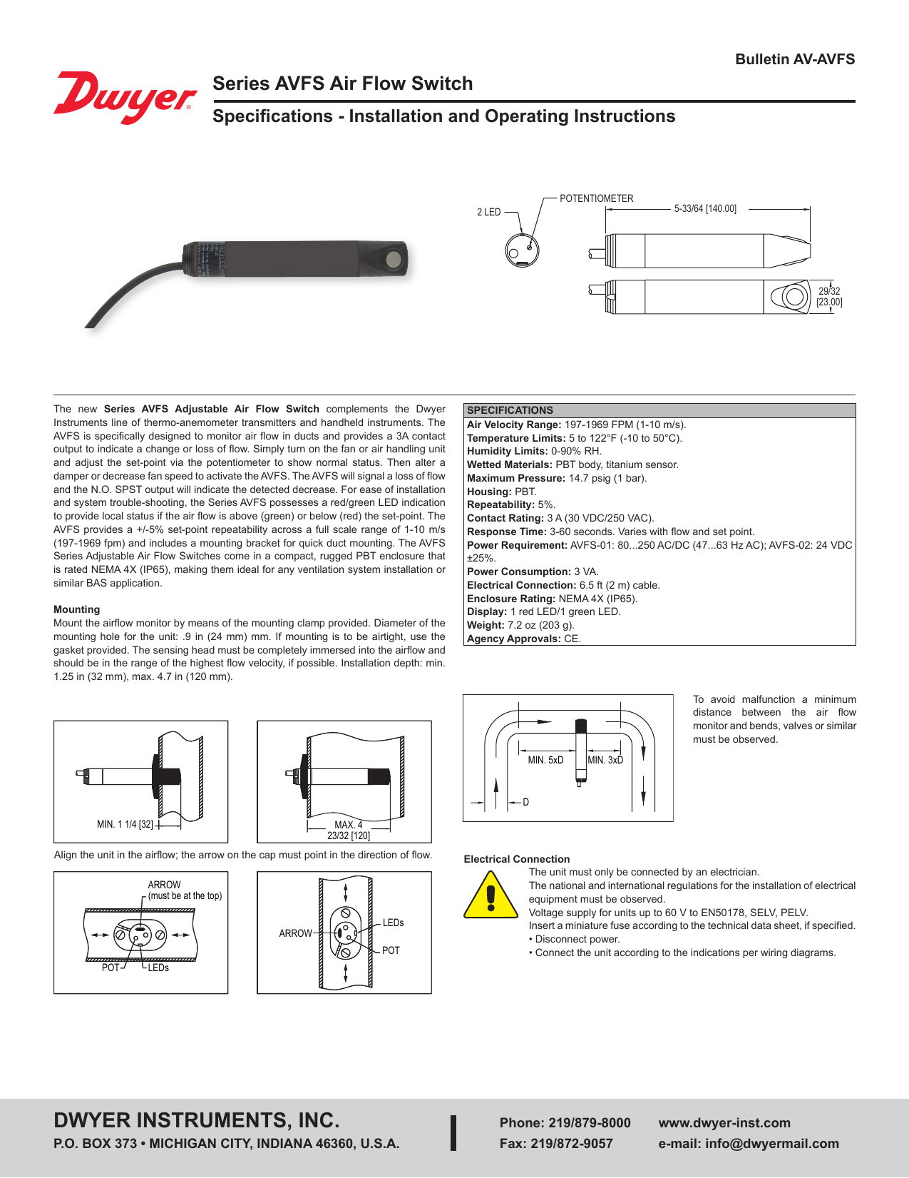 Dwyer Series AVFS User manual | Manualzz