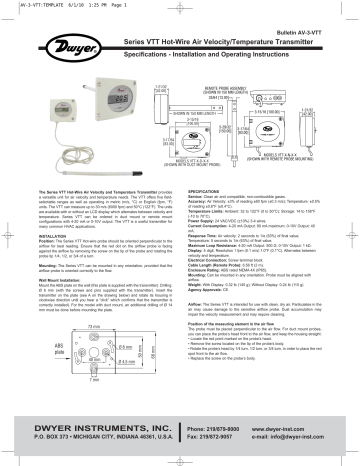Dwyer Series VTT Instruction Manual | Manualzz