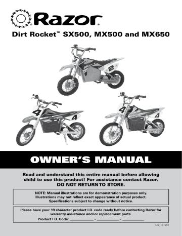 Razor SX500, MX500 & MX650 Owner’s Manual | Manualzz