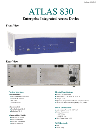 ATLAS 830 Product Details | Manualzz