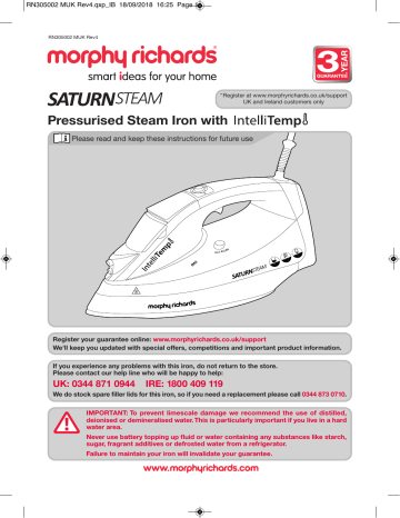 Morphy Richards 305002 Saturn Steam Pressurised Iron with IntelliTemp ...