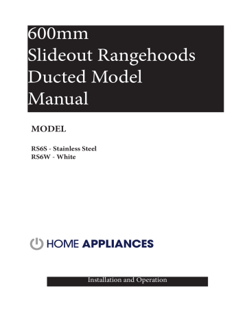 Euromaid RS6S 60cm Slide Out Rangehood User Manual | Manualzz