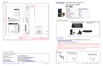 Cyberdata 011324 SIP Paging Amplifier Quick Reference | Manualzz