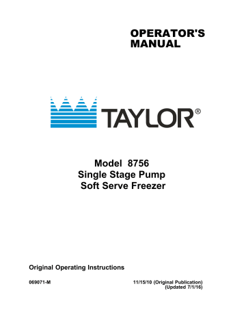 Taylor Model 8756 Single Stage Pump User manual | Manualzz