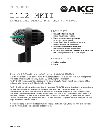 AKG D112 MKII Data Sheets | Manualzz