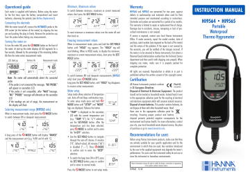 Hanna Instruments HI9565,HI9564 Owner Manual | Manualzz