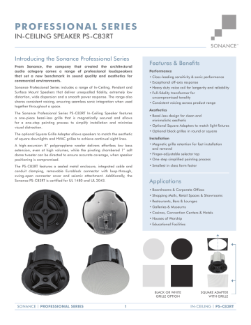 Sonance PS-C83RT Data Sheet | Manualzz