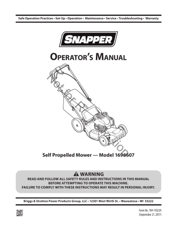 Snapper 12BVB2A2707 Operator's Manual | Manualzz