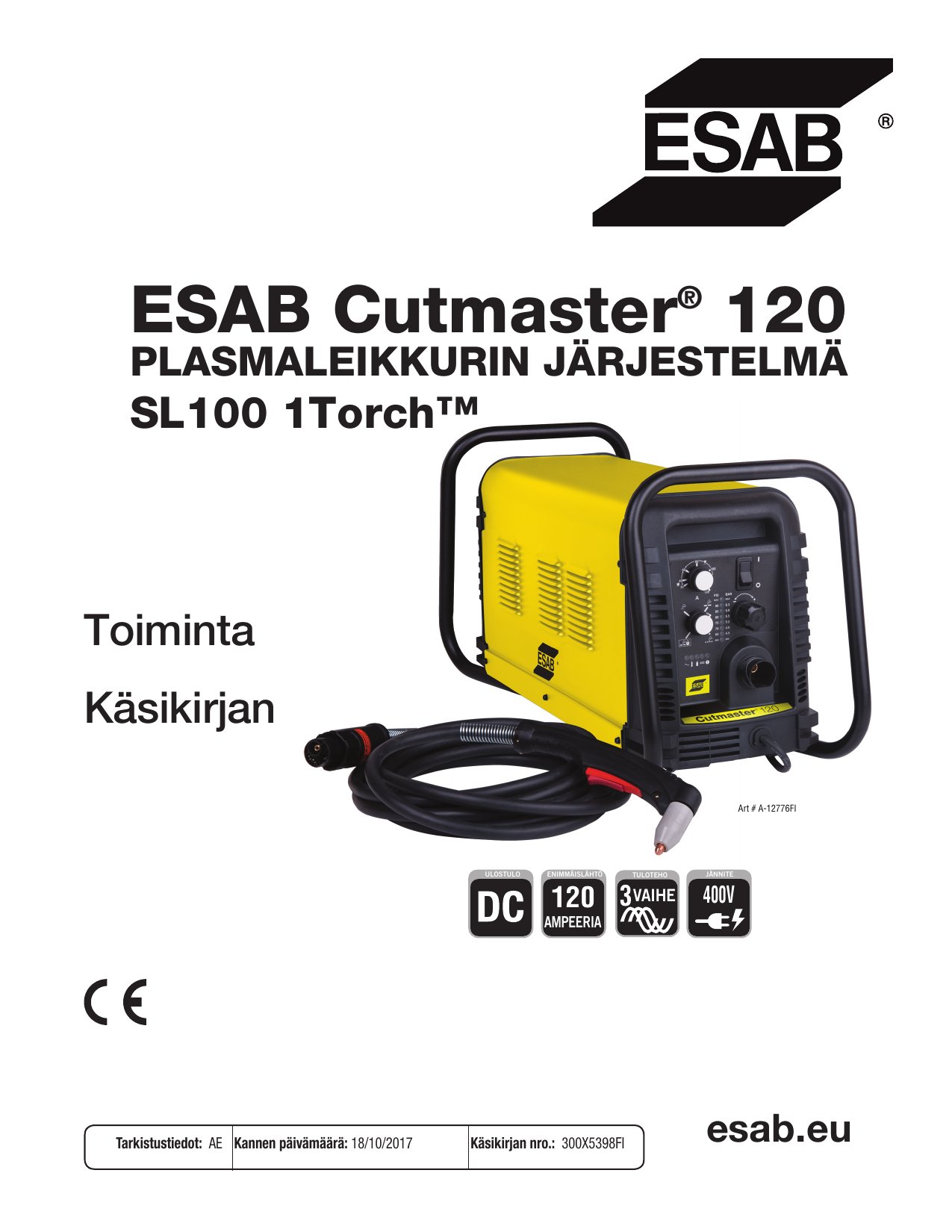 ESAB ESAB Cutmaster 120 Plasma Cutting System Kasutusjuhend | Manualzz