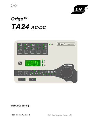 ESAB TA24 AC/DC Origo™ Instrukcja obsługi | Manualzz
