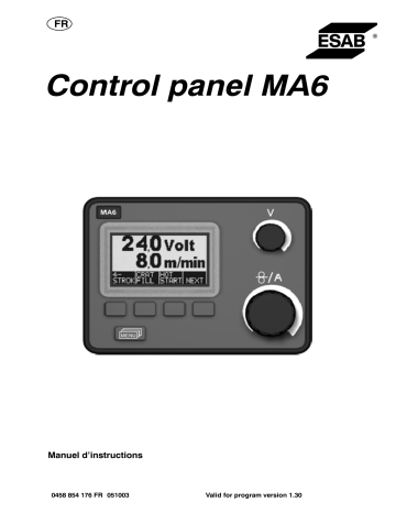 ESAB Control panel MA6 Manuel utilisateur | Manualzz