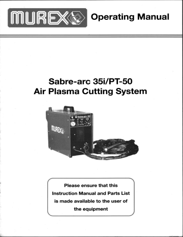 ESAB Sabre-arc 35i/PT-50 User manual | Manualzz
