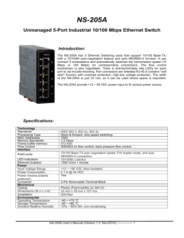 ICP DAS USA NS-205A User Manual | Manualzz