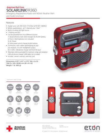 Eton FR360 (FR 360) Specification Sheet | Manualzz