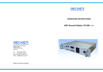 Becker TG560 VHF Ground Transceiver Station Instructions | Manualzz