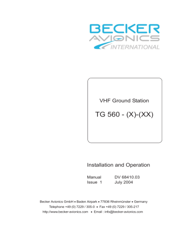 Becker TG560 VHF Ground Transceiver Station Manual | Manualzz
