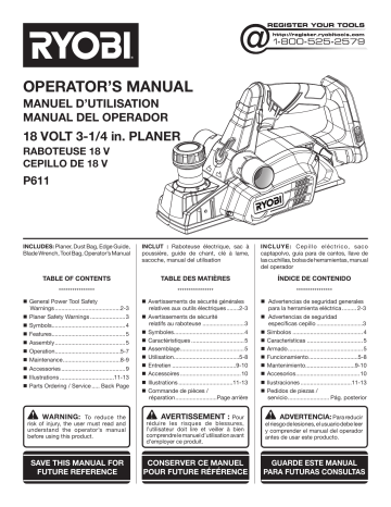 RYOBI P611 Owner Manual | Manualzz