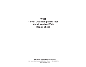 RYOBI Oscillating Multi-Tool P343 Repair Sheet | Manualzz