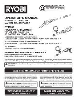 Ryobi RY40250 - Owner's manual, Product information, User manual ...