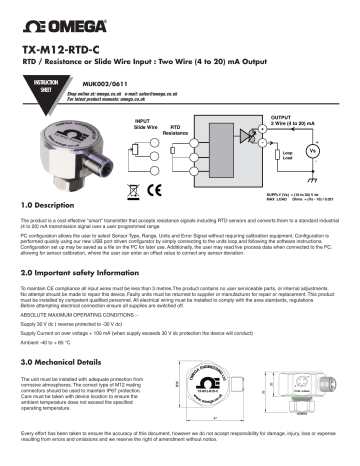Omega TX-M12-RTD-C Owner Manual | Manualzz
