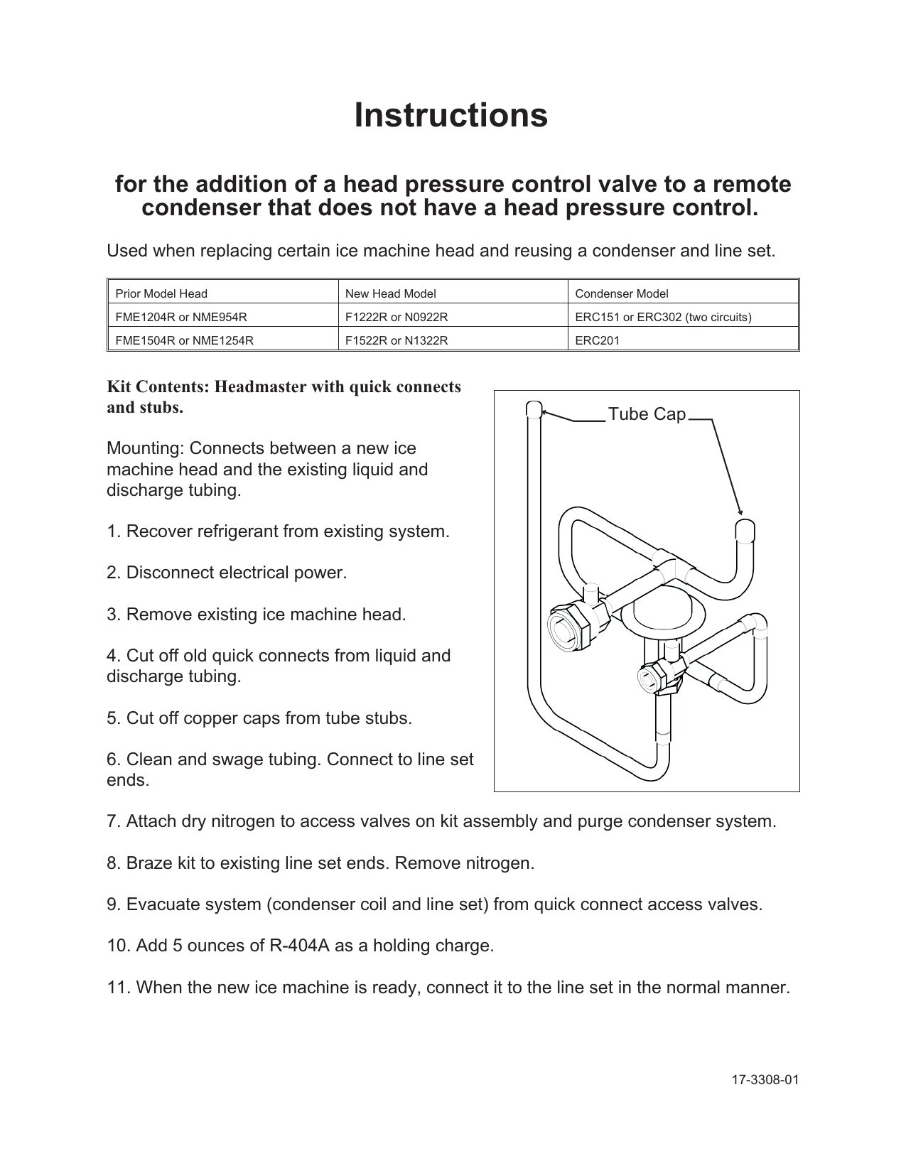 Scotsman Addition of a Head Pressure Control Valve to a Remote ...