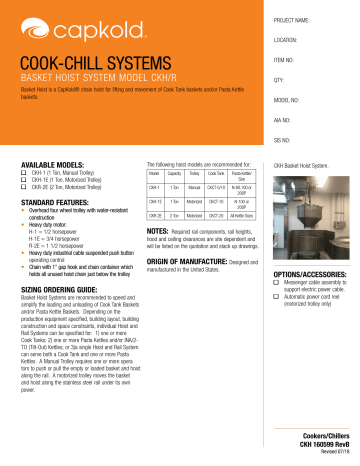 Capkold CKH/R Spec Sheet | Manualzz
