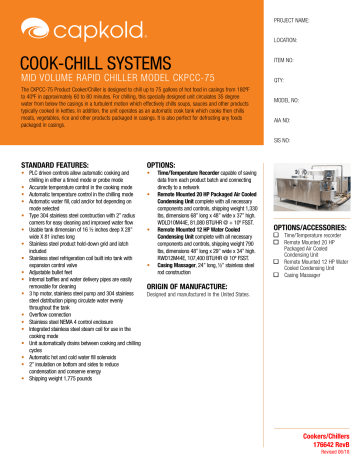 Capkold CKPCC-75 Spec Sheet | Manualzz