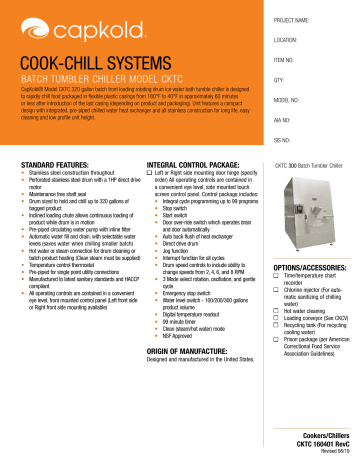 CapKold Batch Tumbler Chiller CKTC Datasheet | Manualzz