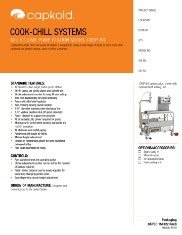 Cook-Chill System CKSP-64 Datasheet | Manualzz