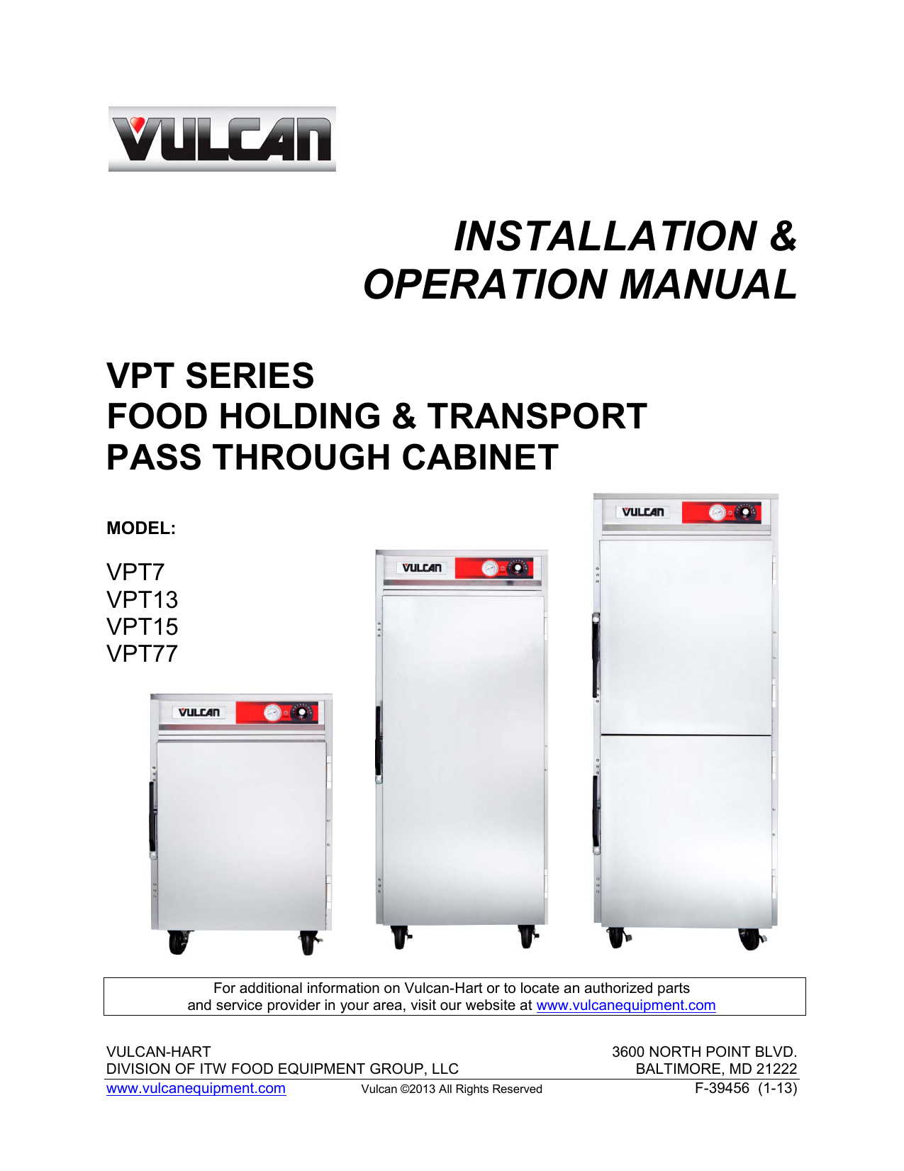 Vulcan VPT7 Operation Manual | Manualzz