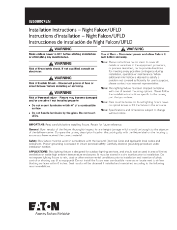 Cooper Lighting Night Falcon/UFLD, UFLD Utility Flood, NFFLD Night ...