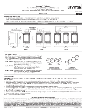 Leviton FDBX1-Y Wetguard FD Box Instruction Sheet | Manualzz