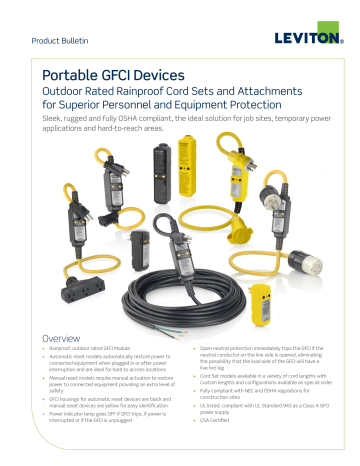 Leviton GFA15-25C GFCI Cord Set Product Specification | Manualzz