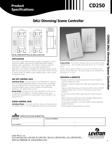 Leviton CD250 DALI Dimming/Scene Controller Specification | Manualzz