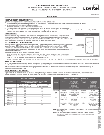 Leviton LVS-10W Daylighting with the D4000 and Switching Photocell Instruction Sheet | Manualzz
