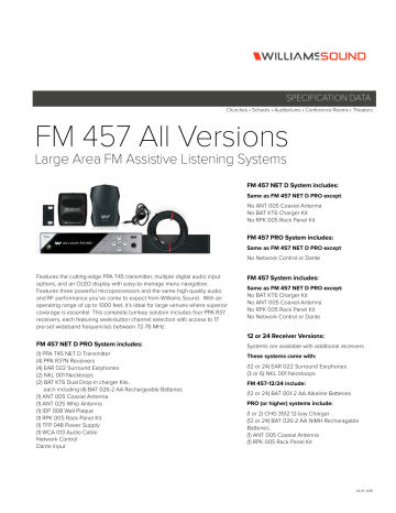 Williams Sound FM 457 All Versions Specification | Manualzz