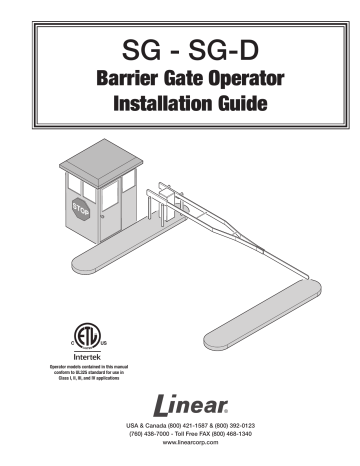 Linear SG Series Installation Manual | Manualzz
