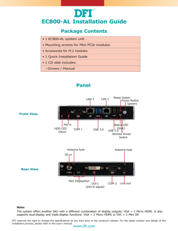 Dfi EC800-AL Installation Guide Installation guide | Manualzz
