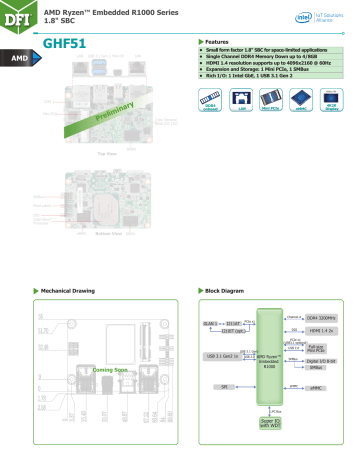 DFI SBC AMD Ryzen Embedded R1000 GHF51 Datasheet | Manualzz