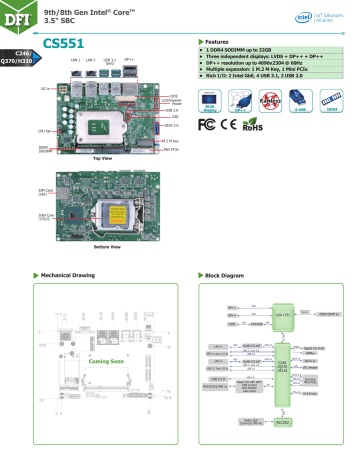 DFI CS551 C246, Q370, H310 Single Board Computer Datasheet | Manualzz