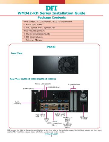 Dfi WM342-KD Installation Guide Installation guide | Manualzz