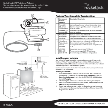 RocketFish RF-WEB2C Webcam Quick setup guide | Manualzz