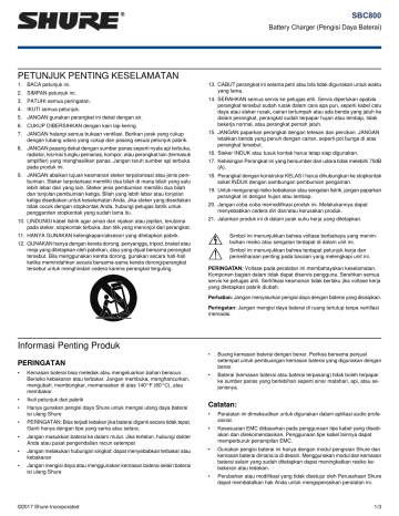 Shure SBC800 Battery Charger Panduan pengguna | Manualzz