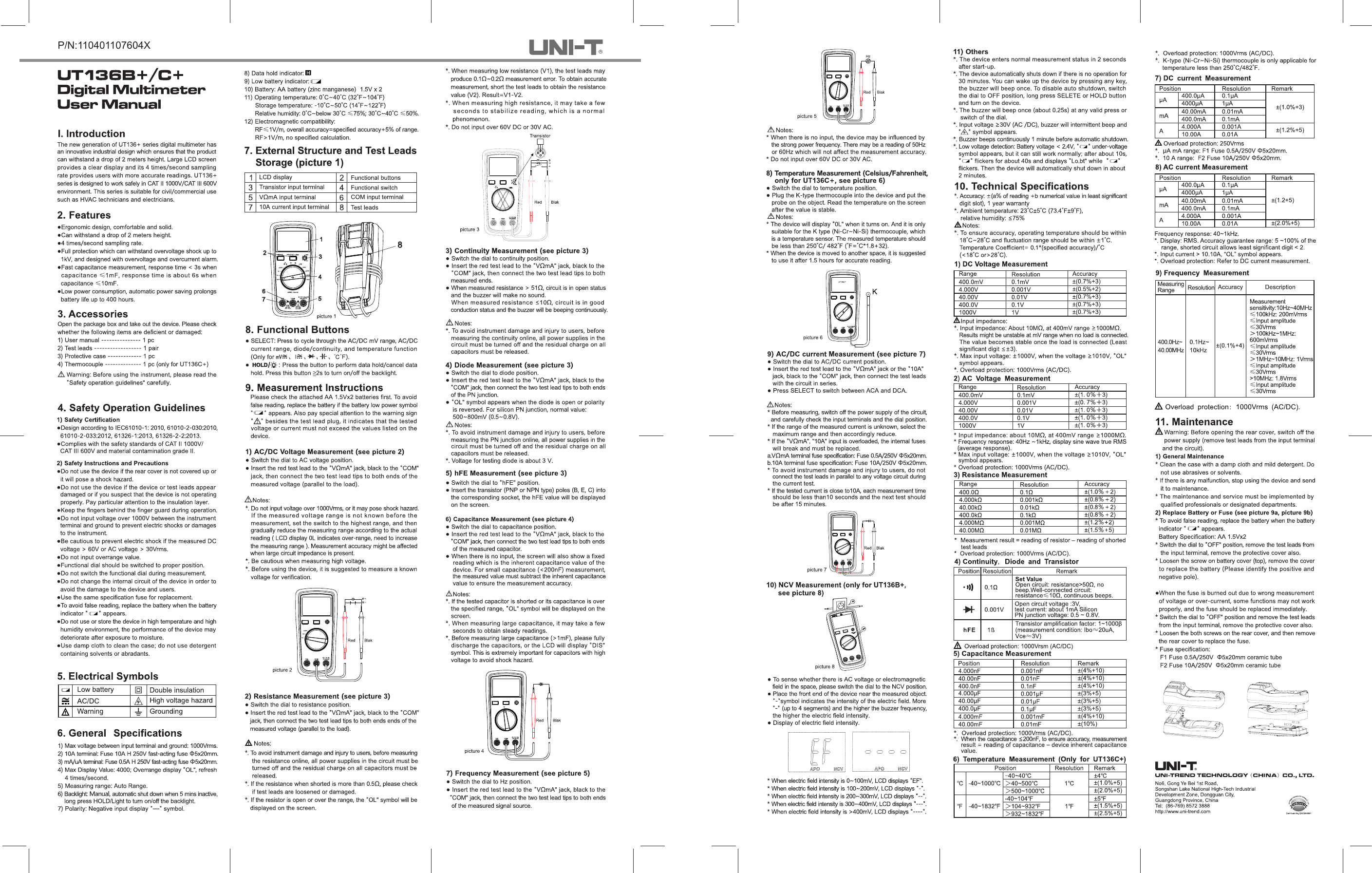 UNI-T UT136B+, UT136C+ User manual | Manualzz