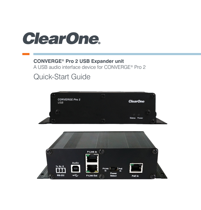 Clearone USB Expander for CP2 Quick Start Guide | Manualzz