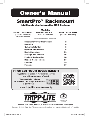 Tripp Lite SmartPro Rackmount UPS Owner's Manual | Manualzz