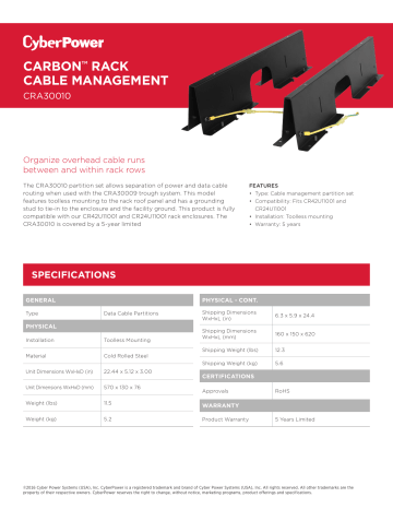 CyberPower CRA30010 Datasheet | Manualzz