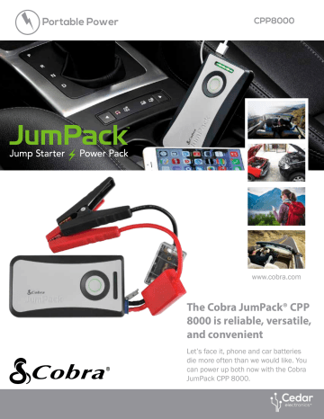 Cobra COBRA JUMPACK – CPP 8000 Portable Power and JumPack Specification ...