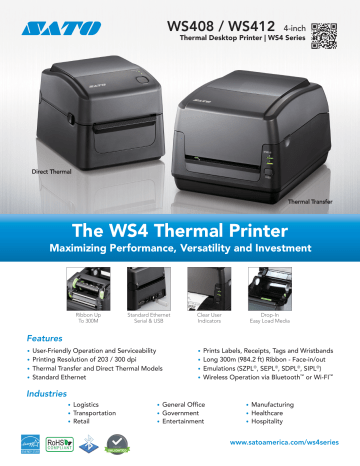 Sato WS4 Series Datasheet | Manualzz
